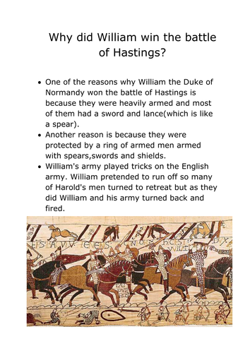 Three reasons why William won the battle of Hastings | Teaching Resources
