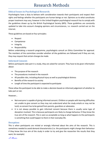 Psychology - Research Method Notes | Teaching Resources Psychology - Research Method Notes | Teaching Resources