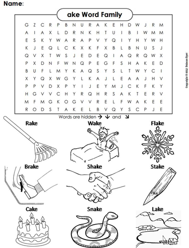 ake Word Family Word Search | Teaching Resources