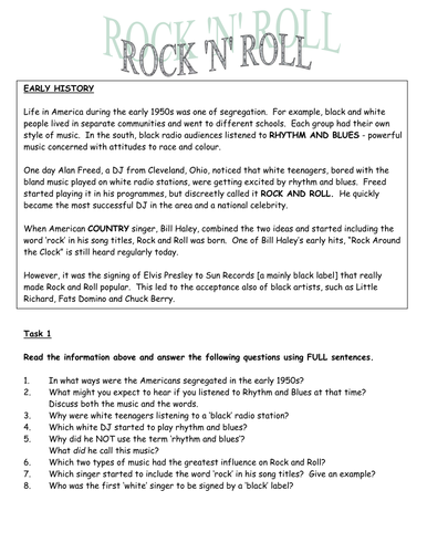 Cover work - Rock and Roll Music | Teaching Resources