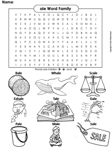 ale Word Family Word Search | Teaching Resources
