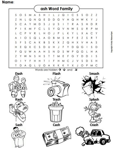 ash Word Family Word Search | Teaching Resources
