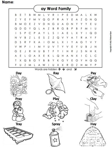 Free Printable Ay Word Family Worksheets