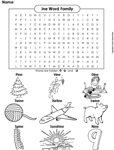 ine Word Family Word Search | Teaching Resources
