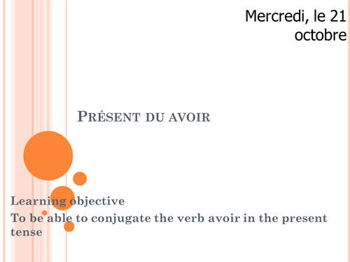 Avoir present tense - year 7 - introducing conjugations | Teaching ...