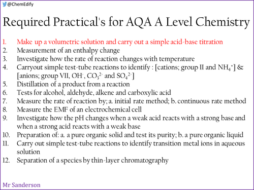 AQA A Level Chemistry Required Practical 1 - Standard solutions and ... AQA A Level Chemistry Required Practical 1 - Standard solutions and ...