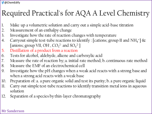 AQA A Level Chemistry Required Practical 5 - Distillation | Teaching ... AQA A Level Chemistry Required Practical 5 - Distillation | Teaching ...