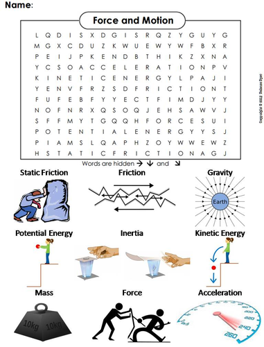 Force and Motion Word Search | Teaching Resources