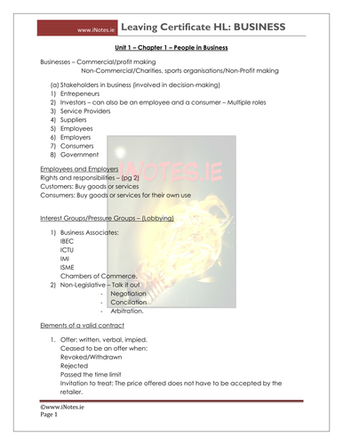 Leaving Certificate Business Notes | Teaching Resources Leaving Certificate Business Notes | Teaching Resources