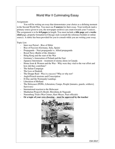 World War Two Essay Topic List | Teaching Resources