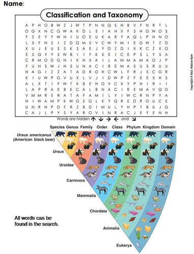 Classification and Taxonomy Word Search by ScienceSpot - Teaching ...