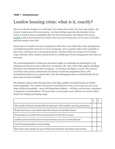 London's Housing Crisis | Teaching Resources