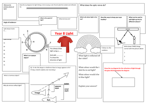 light revision broadsheet ks3 | Teaching Resources