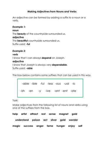 KS2 suffixes work | Teaching Resources