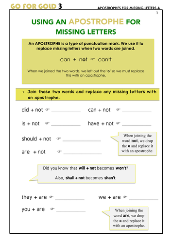 APOSTROPHES FOR MISSING LETTERS A | Teaching Resources