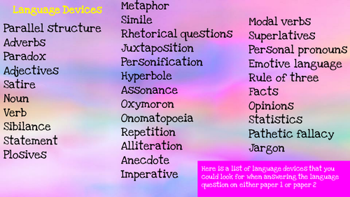 Language Device Cheat Sheet | Teaching Resources Language Device Cheat Sheet | Teaching Resources