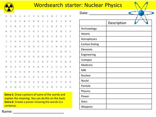 Science Physics Nuclear Physics Wordsearch Crossword Anagrams Keyword ...