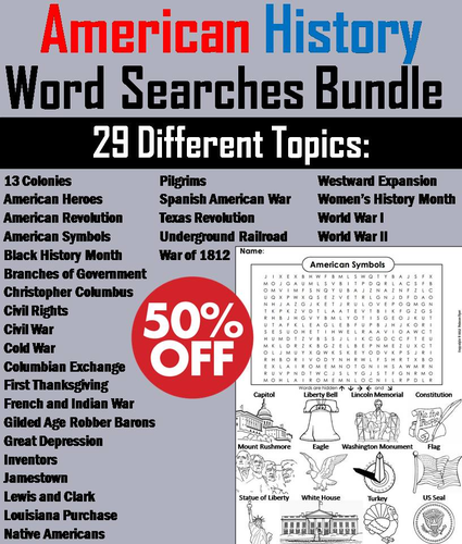 American History Word Search Bundle | Teaching Resources
