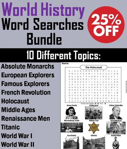 World History Word Search Bundle | Teaching Resources