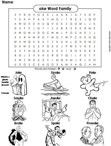 oke Word Family Word Search | Teaching Resources