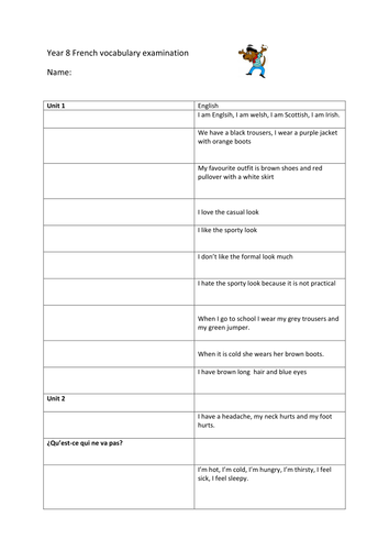 French booklet revision - Equipe 2 and 3 | Teaching Resources