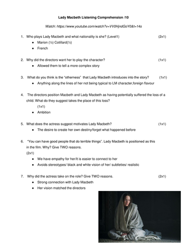Listening Comprehension: Macbeth | Teaching Resources