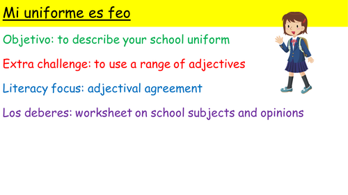 Y10 SPANISH VIVA MODULE 2: EL UNIFORME | Teaching Resources
