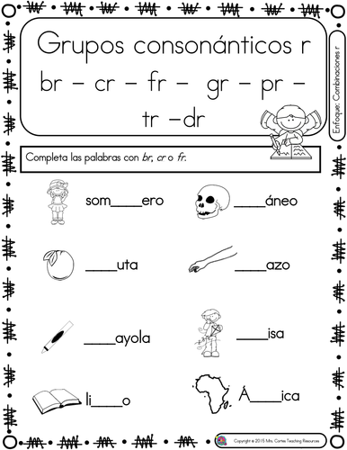Spanish Phonics Book Set #19: Grupos consonanticos con r by MrsCortes ...