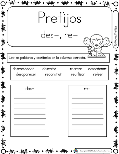 Spanish Phonics Book Set #20: Prefijos des y re by MrsCortes - Teaching ...