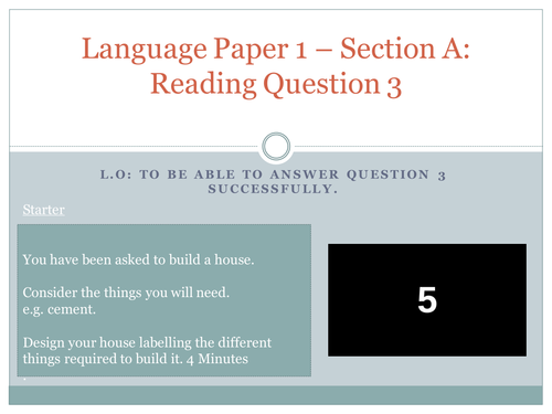 Aqa Language Paper 1 Question 3 Structure How To Structure Your Response Teaching Resources
