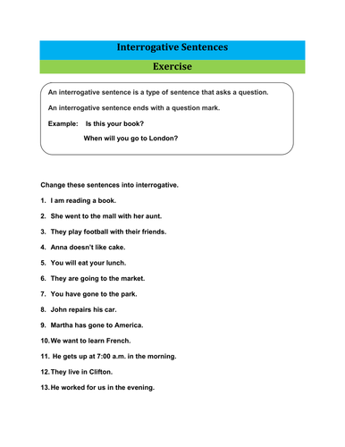 Interrogative Sentence Worksheet Grade 2 Interrogative Sentence Worksheet Grade 2