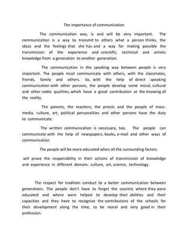 The importance of communication | Teaching Resources