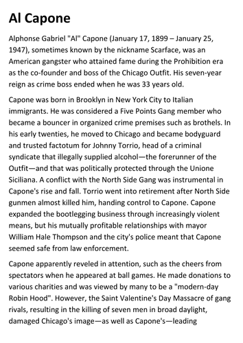 Al Capone Handout | Teaching Resources