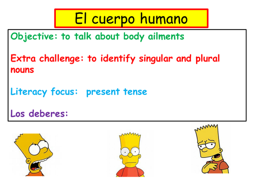 Y9 SPANISH VIVA LOWER ABILITY: BODY PARTS | Teaching Resources