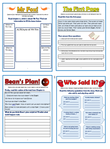Fantastic Mr Fox - Roald Dahl - KS1 Comprehension Activities Booklet ...