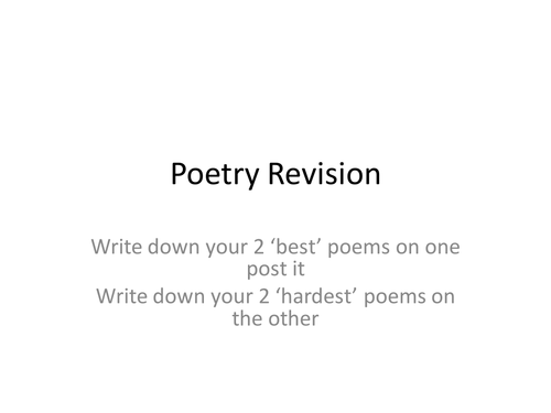 GCSE English Literature - P&C Poetry Revision | Teaching Resources