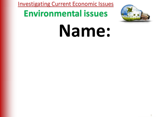 REVISION GUIDE - AQA GCSE Economics - Unit 12 - Environmental Issues ...