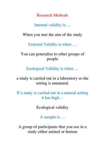research methods - match up the sentences | Teaching Resources