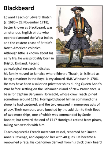 Blackbeard Handout | Teaching Resources
