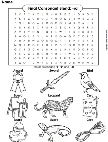 Final Consonant Blends - rd Word Search | Teaching Resources