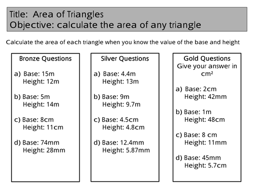 Mastery Maths - Area of a Triangle Lesson - PowerPoint and Worksheets ...