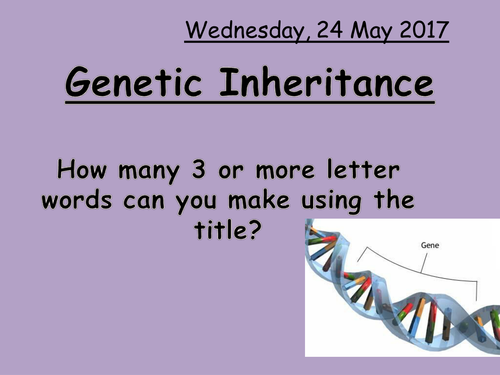 New AQA GCSE Biology Inheritance Lesson 4: Genetic Inheritance and ... New AQA GCSE Biology Inheritance Lesson 4: Genetic Inheritance and ...