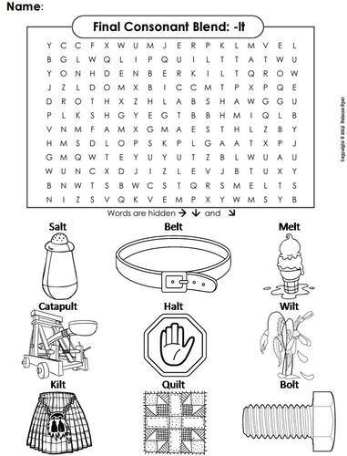 Final Consonant Blends - lt Word Search | Teaching Resources