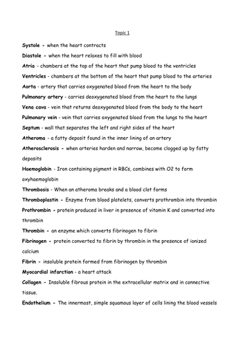 Biology Edexcel Alevel (SNAB), Topic 1 - Lifestyle, Health and Risk ...