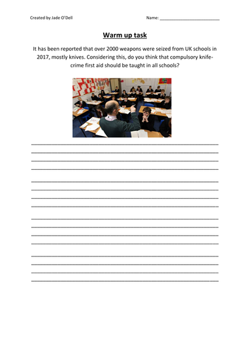 Pack of 4 writing starter tasks- great for a warm up, debate or ...