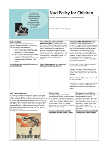 NEW AQA GCSE Summary Sheet - Nazi policies for children | Teaching ...