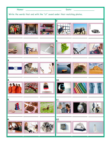 Phonics Final Consonant Cluster CT Photo Worksheet | Teaching Resources