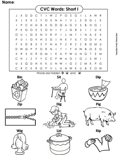CVC Words: Short I Word Search | Teaching Resources