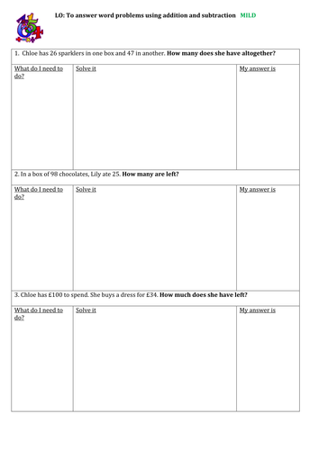 Differentiated addition and subtraction word problems | Teaching Resources