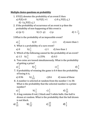 IGCSE Probability Worksheet | Teaching Resources IGCSE Probability Worksheet | Teaching Resources
